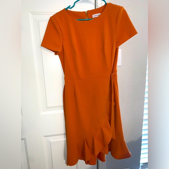 Calvin Klein | Dresses | Calvin Klein Burnt Orange Short Sleeve Dress ...